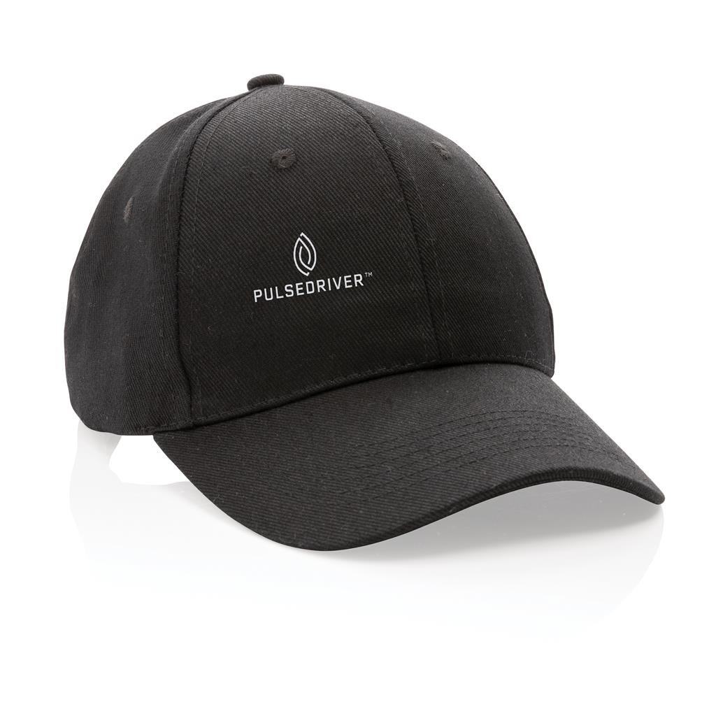 Impact AWARE™ 6 Panel 280gr Recycled Cotton Cap - Black - The Fab Store