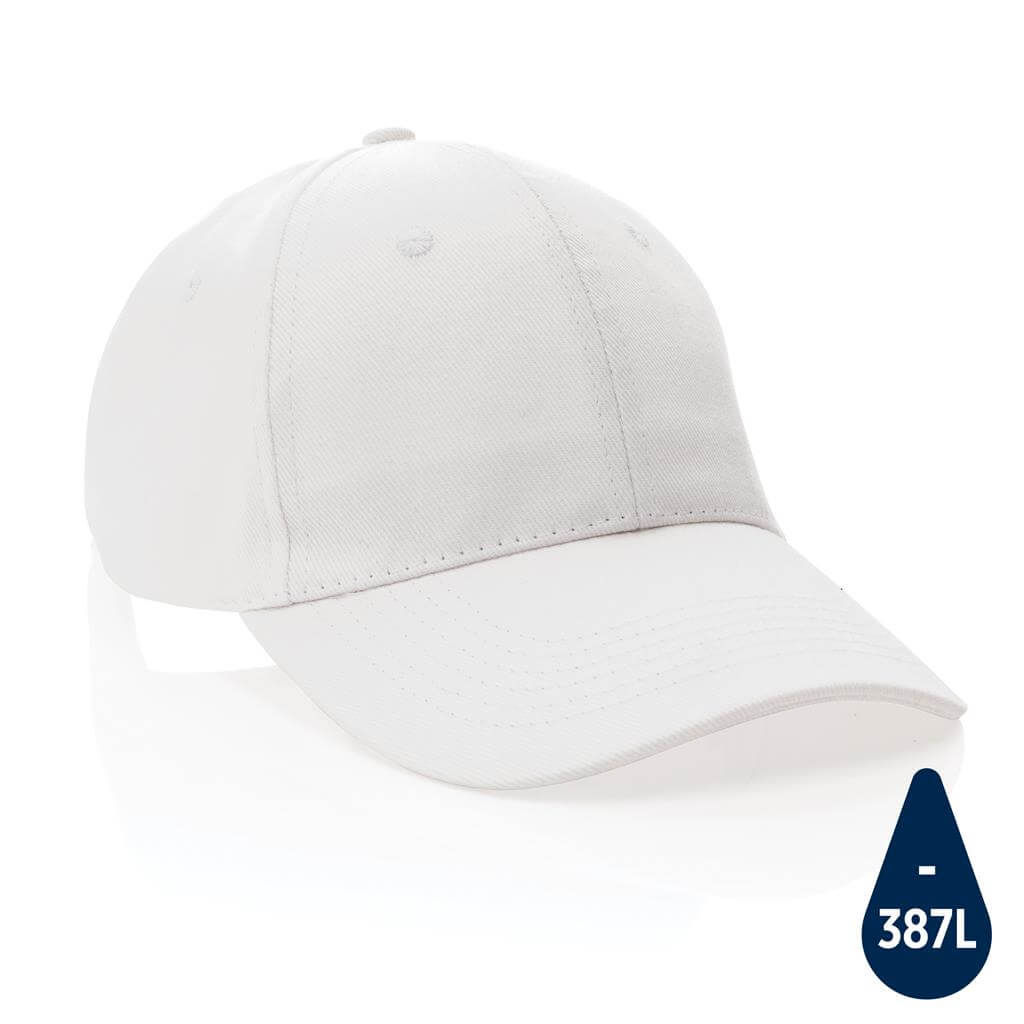 Impact AWARE™ 6 Panel 280gr Recycled Cotton Cap - White - The Fab Store