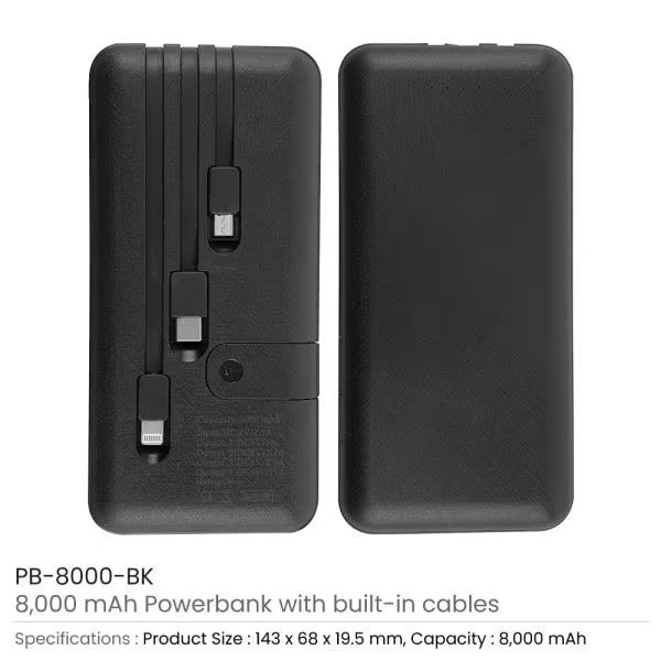 Powerbank With Inbuilt Cables - The Fab Store